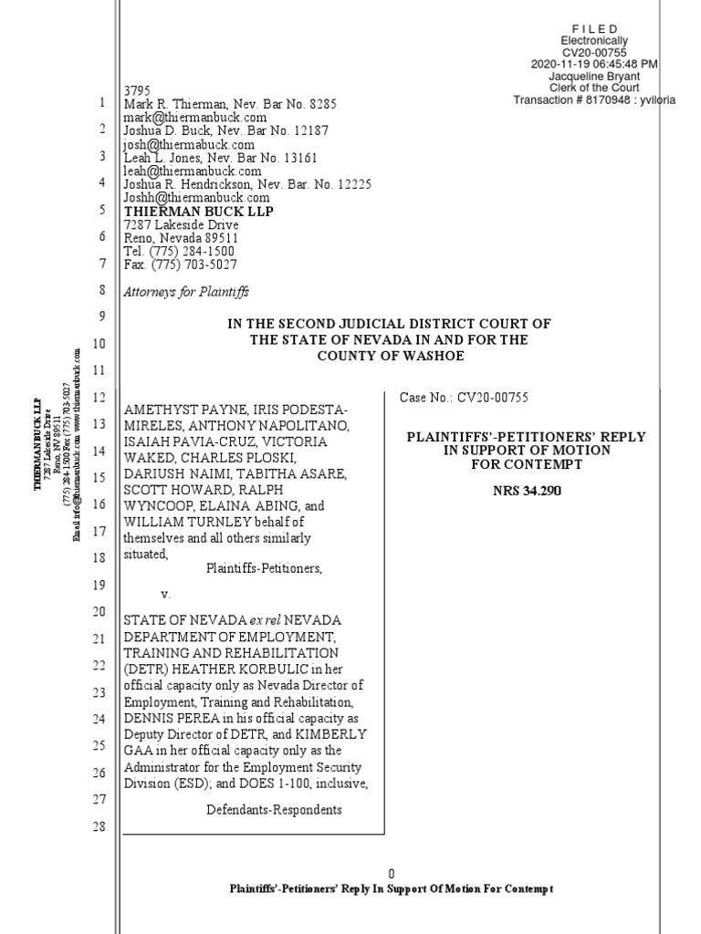 Motion For Contempt - DETR | PDF | Contempt Of Court | Burden Of Proof ...