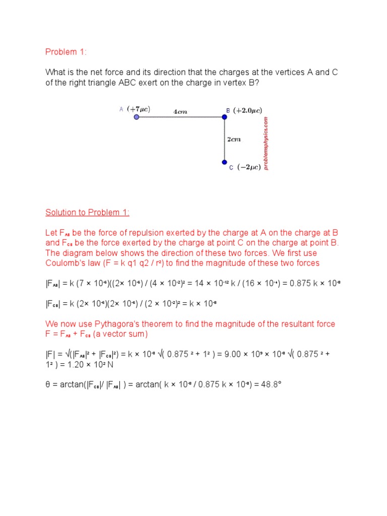 Problem and Solution Electric Field | PDF | Electric Field | Force