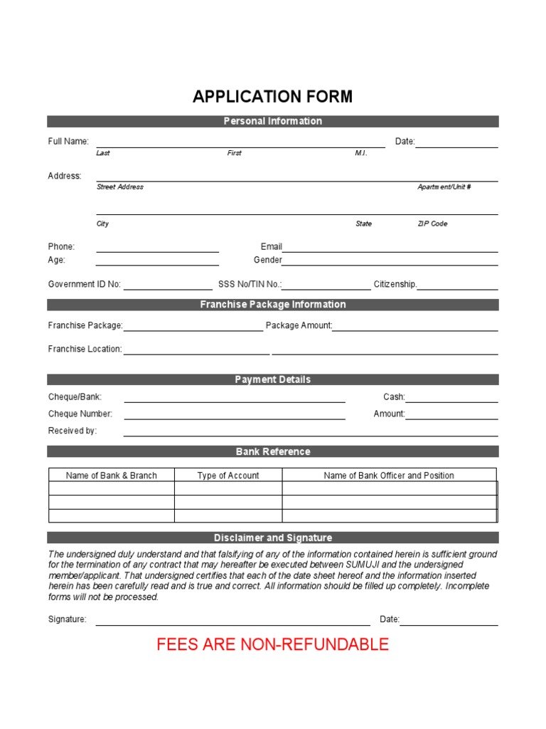Application Form: Fees Are Non-Refundable | PDF