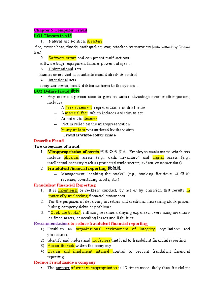 Chapter 5 Computer Fraud | PDF | Fraud | Internal Control