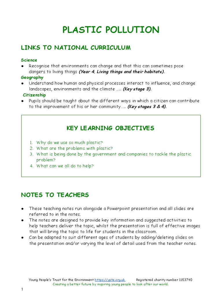 Plastic Pollution: Links To National Curriculum | PDF | Greenhouse ...
