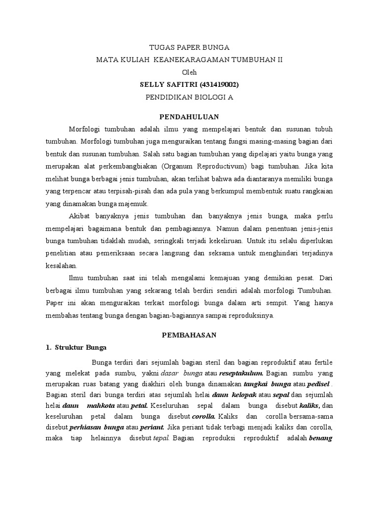 Morfologi dan Reproduksi Bunga | PDF