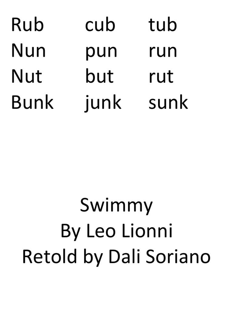 Rub Cub Tub Nun Pun Run Nut But Rut Bunk Junk Sunk | PDF