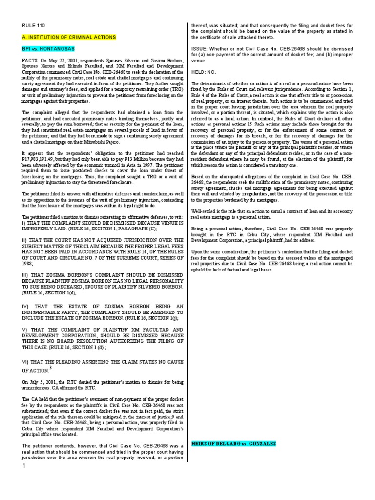 Rule 110 Digests | PDF | Prosecutor | Complaint