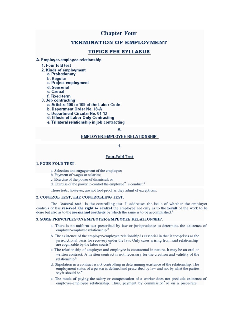 Chapter Four: Termination of Employment | PDF | Career & Growth | Business
