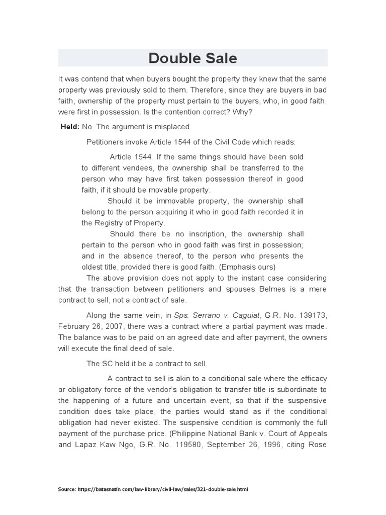 Double Sale | PDF | Deed | Property