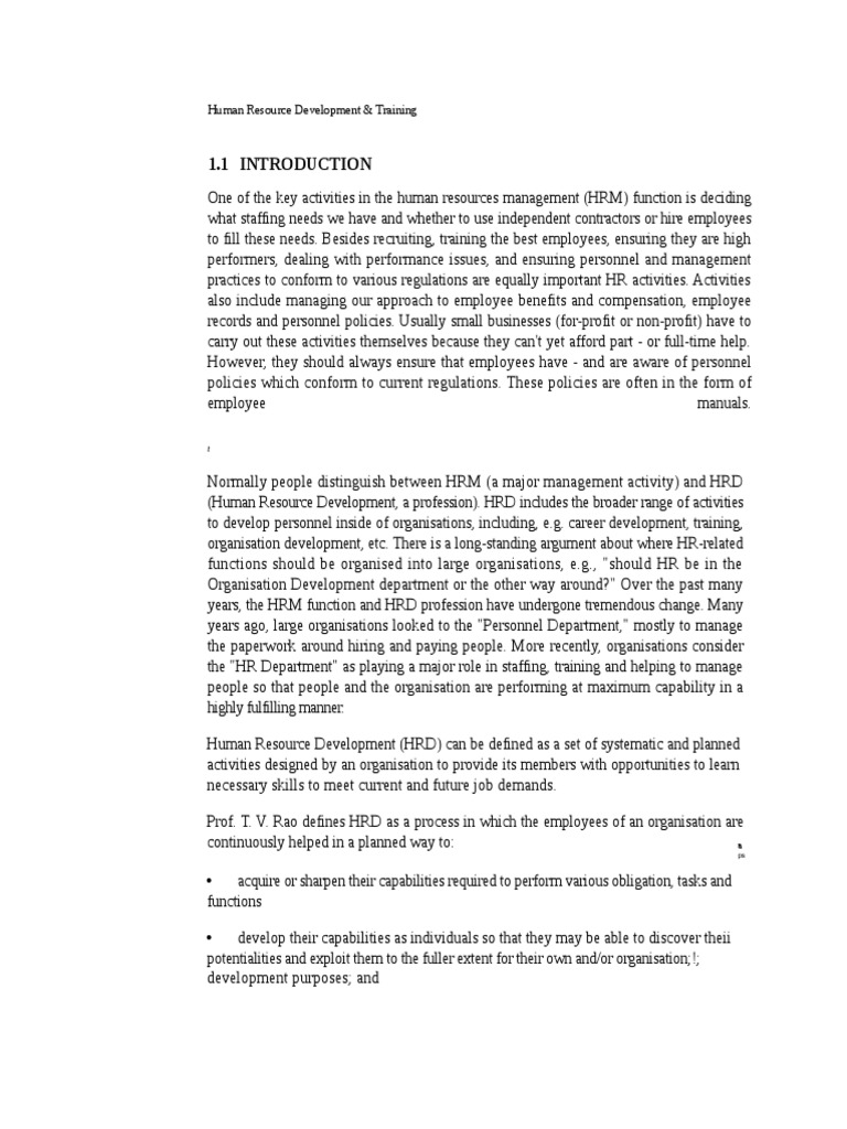 Human Resource Development & Training | PDF | Human Resource Management | Human Resources