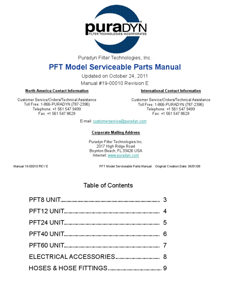 PFT Model Serviceable Parts Manual | PDF | Vacuum Tube | Switch
