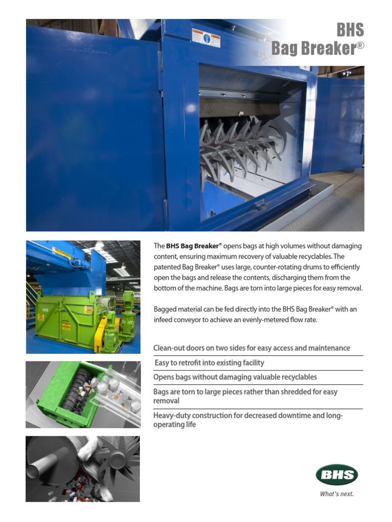 BHS Bag Breaker: Eliminates The Hazard of Manual Bag Opening | PDF ...