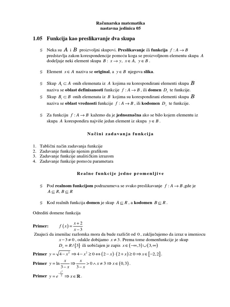 Funkcija Kao Preslikavanje Dva Skupa | PDF