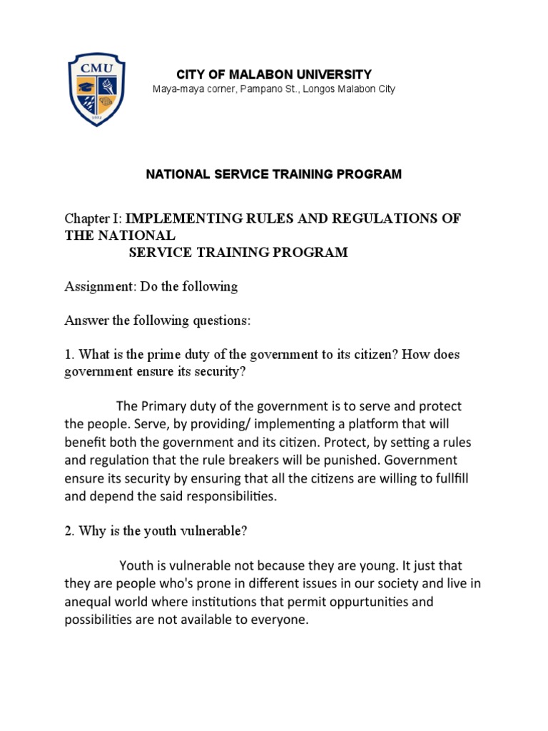 NSTP Chapter 1 Rules | PDF