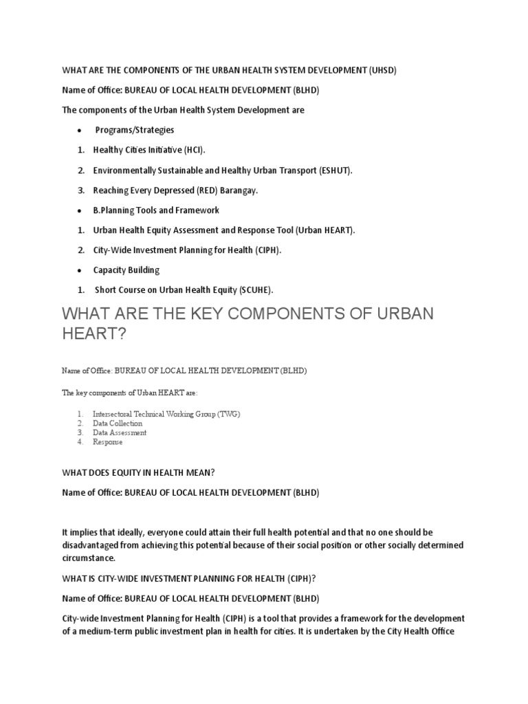Urban Health System Development Components | PDF | Urbanization | Air ...