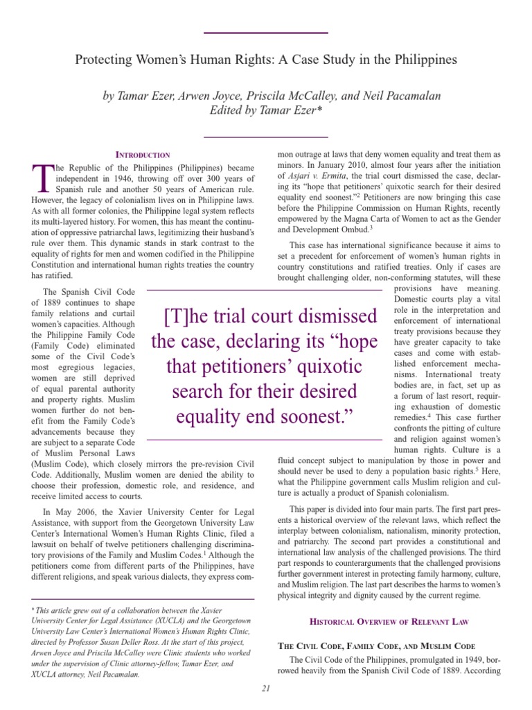 Protecting Women's Rights A Case Study in The PH | PDF | Women's Rights ...