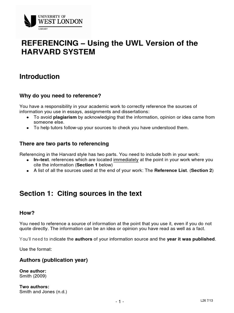 Harvard Referencing System (UWL) PDF | PDF | Books | Comma