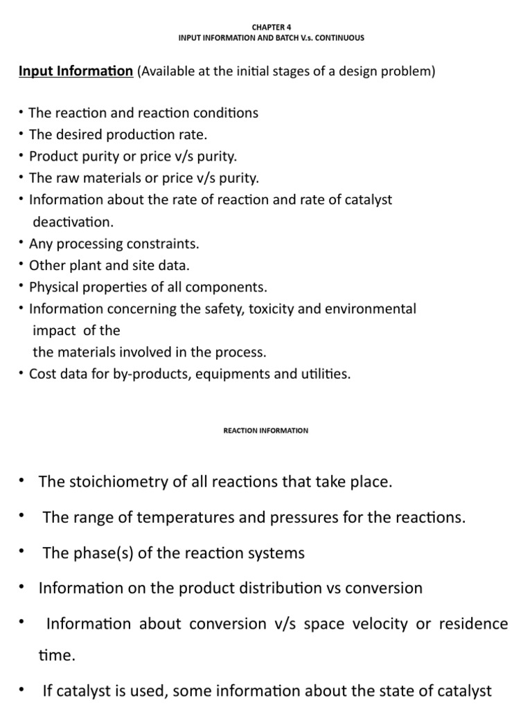 Input Information: (Available at The Initial Stages of A Design Problem ...