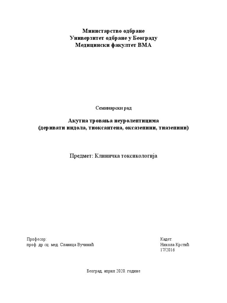 Akutna Trovanja Neurolepticima | PDF