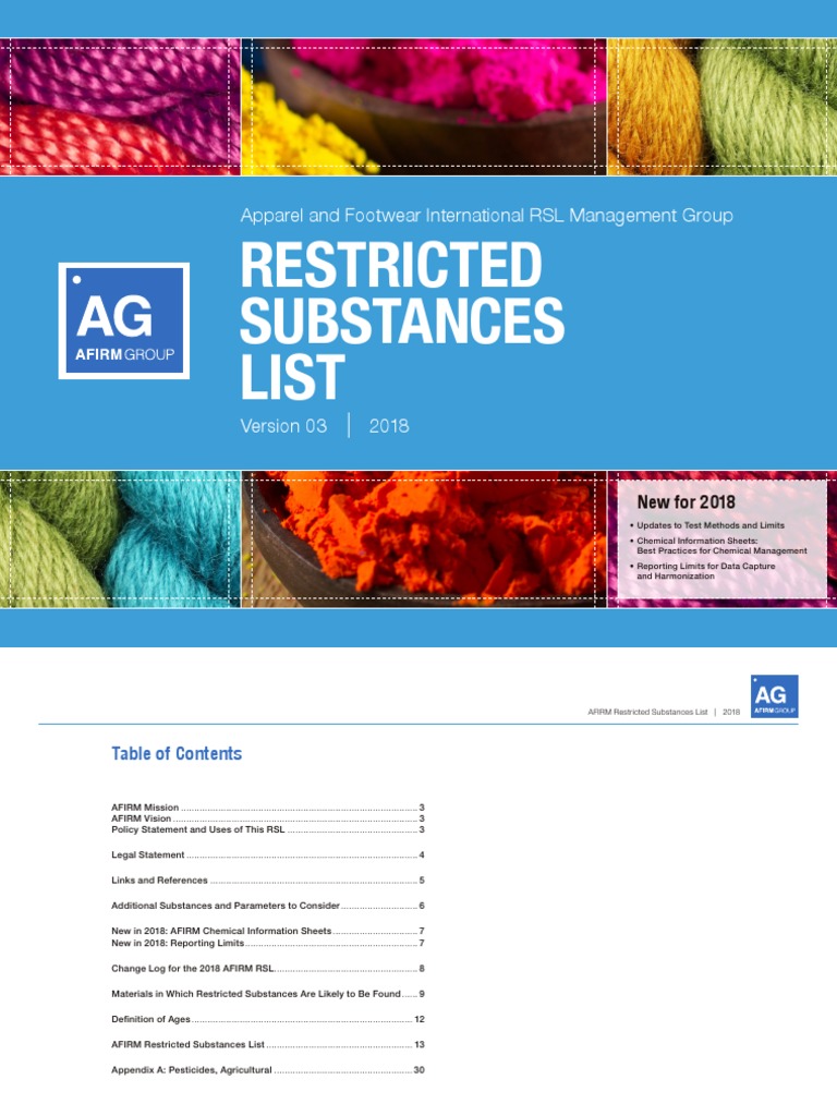 Restricted Substances List: Apparel and Footwear International RSL ...