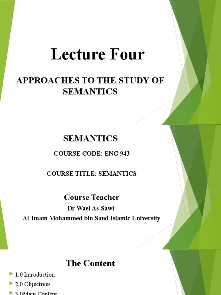 Approaches to Semantic Study | PDF | Semantics | Syntax