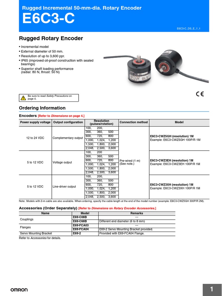 E6c3-C Rugged Incremental Rotary Encoder Datasheet en | PDF | Bipolar ...