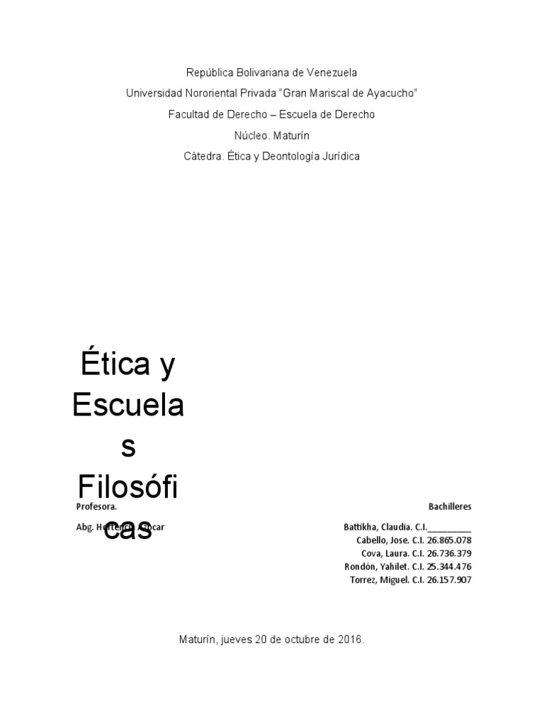 Etica Escuelas Filosoficas | PDF | Utilitarismo | Moralidad