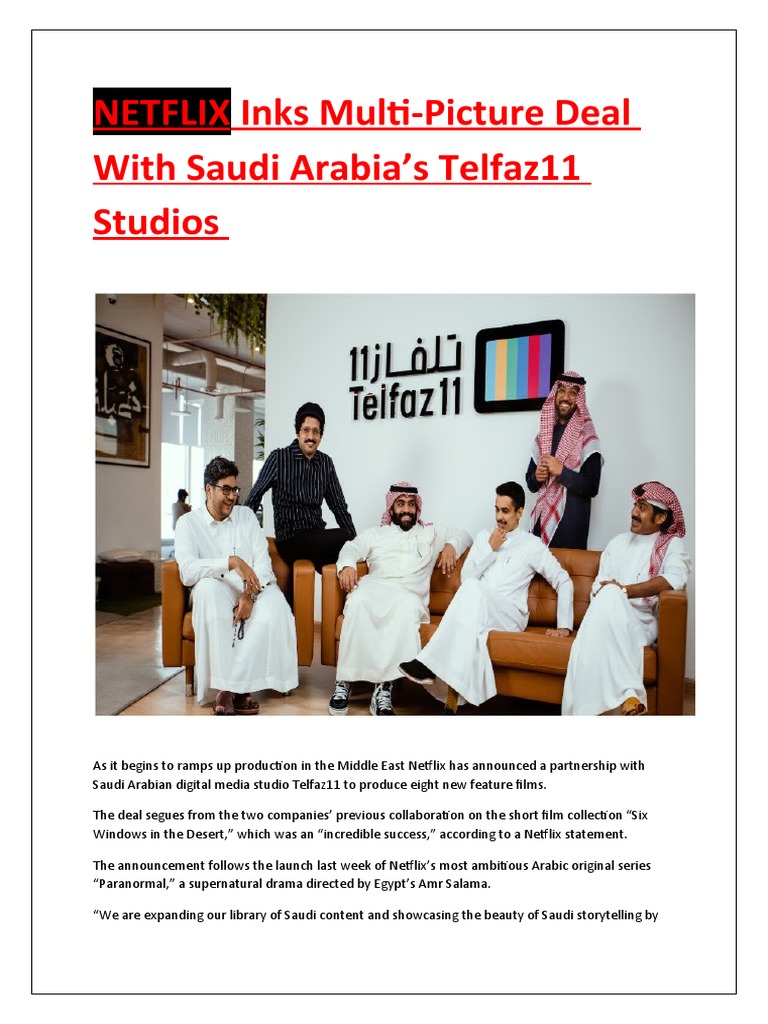 Saudi Mediawash: Kingdom's Telfaz11 Studios Deal With Netflix | PDF ...