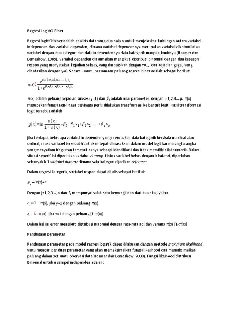 Analisis Regresi Logistik Biner | PDF