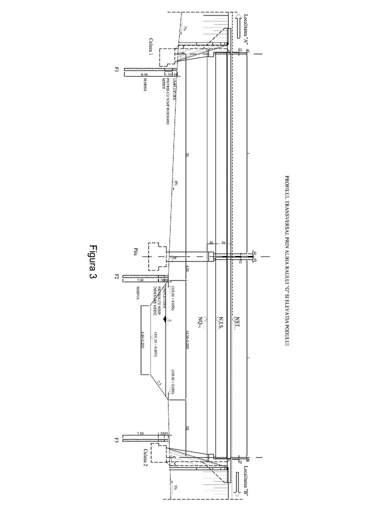 Profil Transversal Prin Albie Rau Si Elevatie Pod PDF | PDF