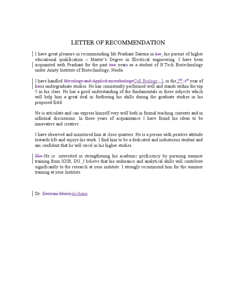 Letter of Recommendation Sample 1 | PDF