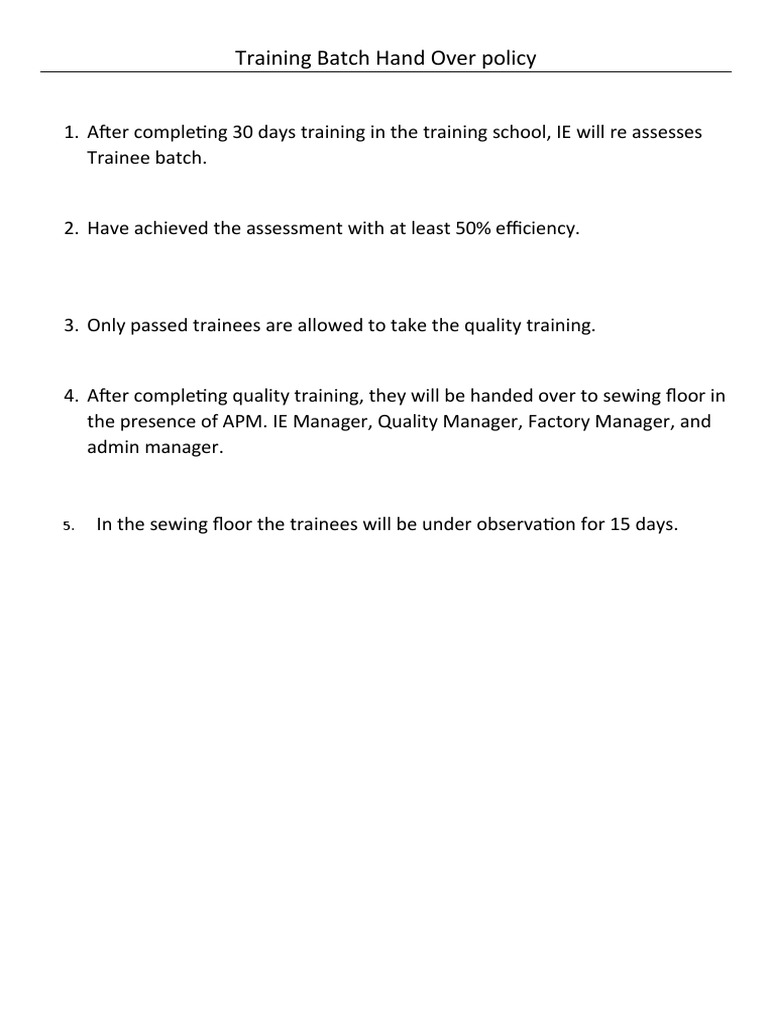Training Batch Handover Policy Guide | PDF
