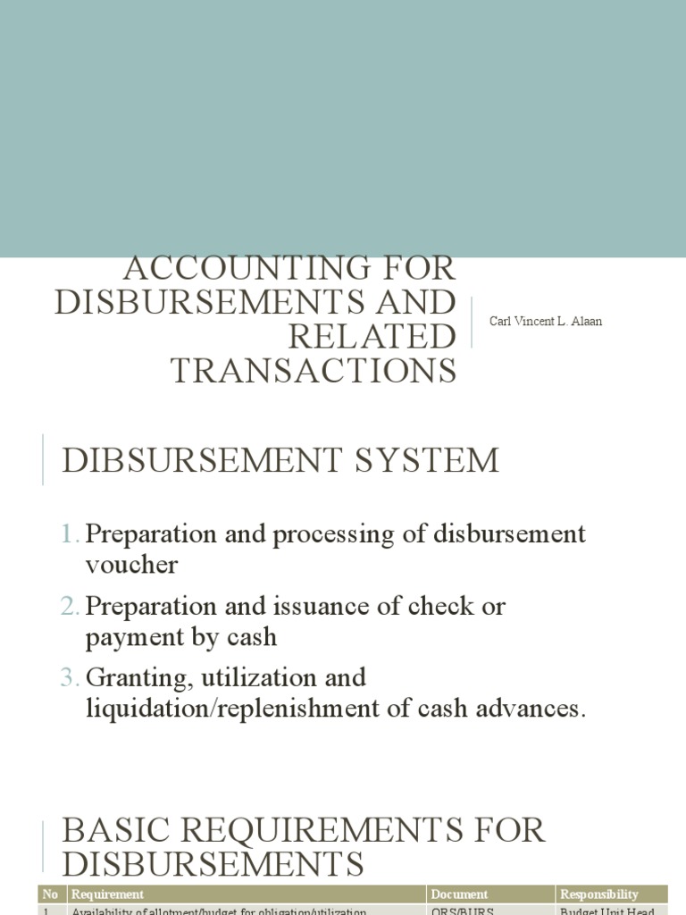 Accounting For Disbursements and Related Transactions | PDF | Inventory ...