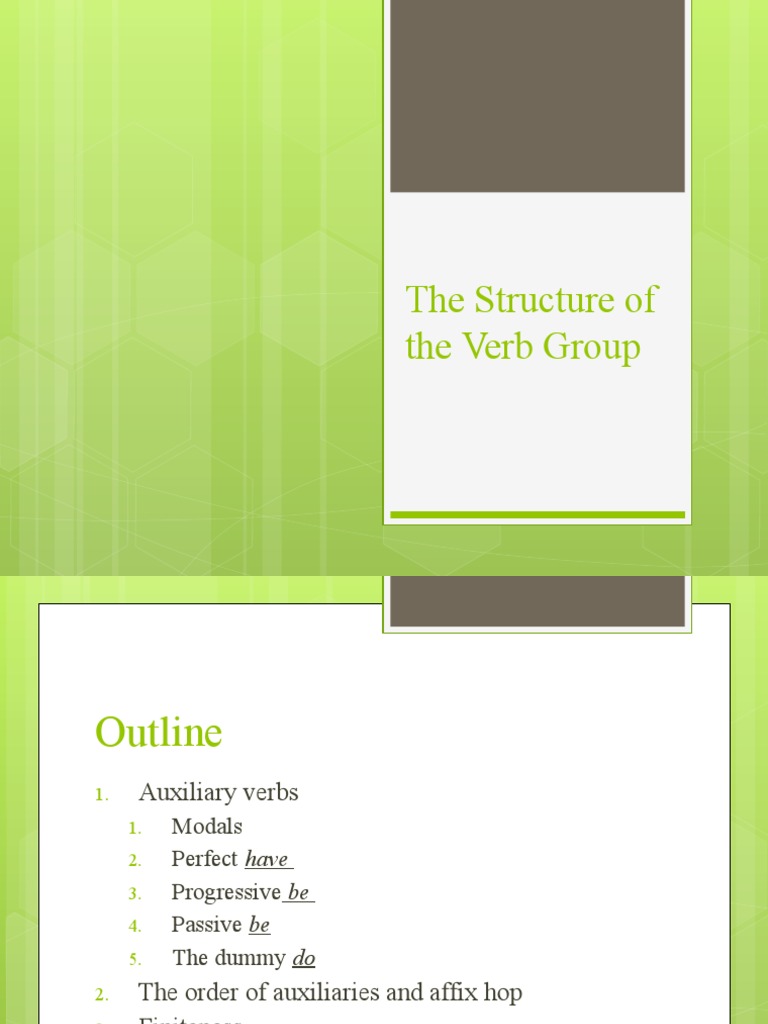 Week 9 The Structure of The Verb Group | PDF