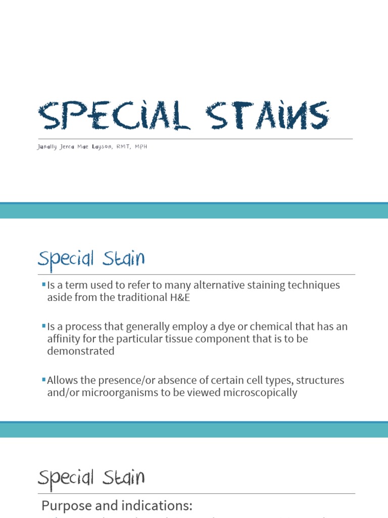 Special Stains PDF | PDF | Staining | Anatomy