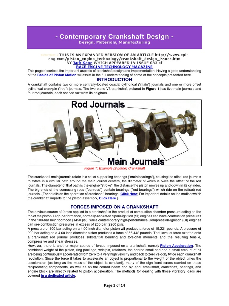 Contemporary Crankshaft Design | PDF | Steel | Alloy