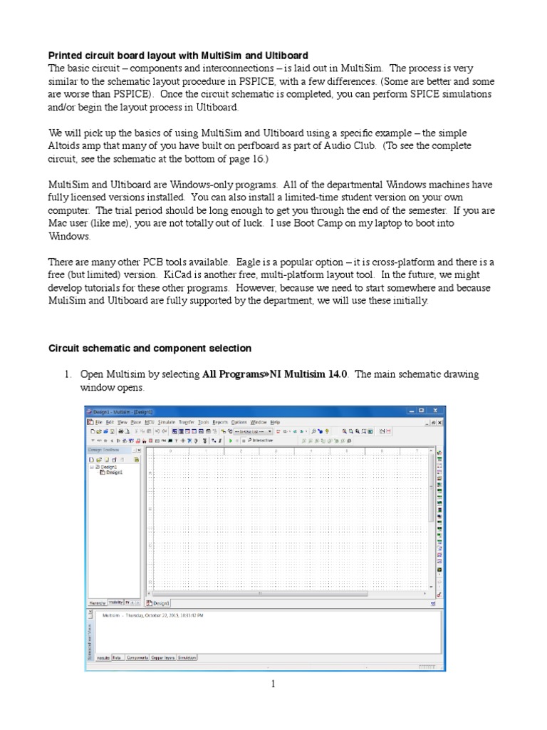 Printed Circuit Board Layout With Multisim and Ultiboard | PDF