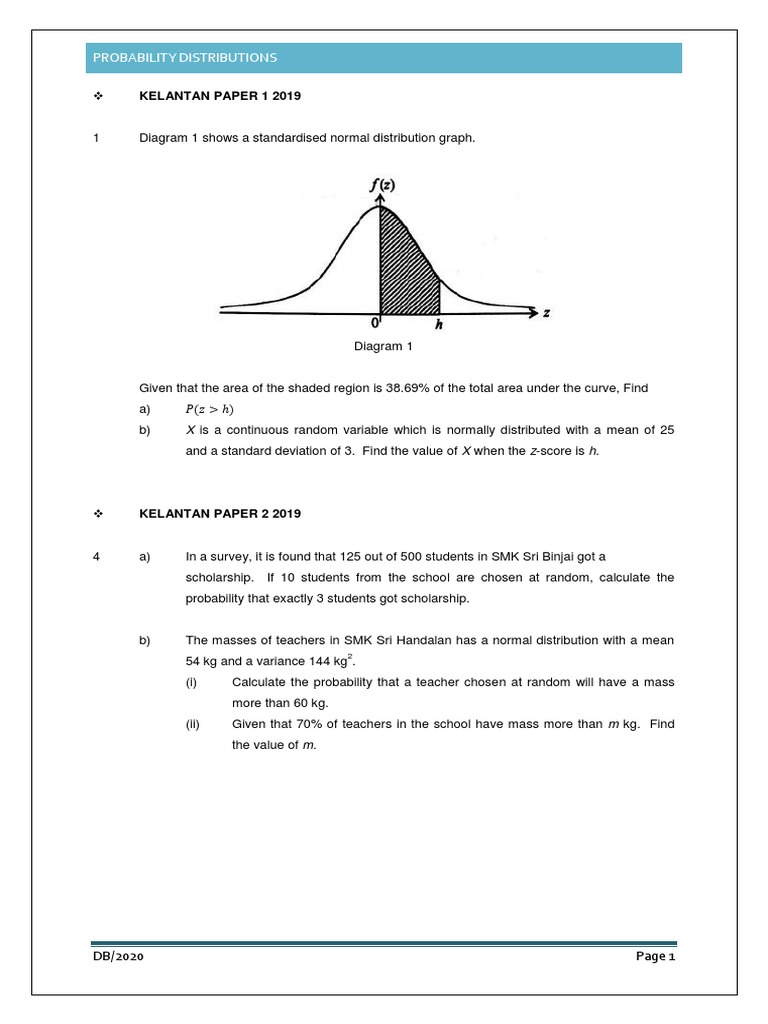 SPM AddMath Probability Distribution | PDF | Normal Distribution | Mean