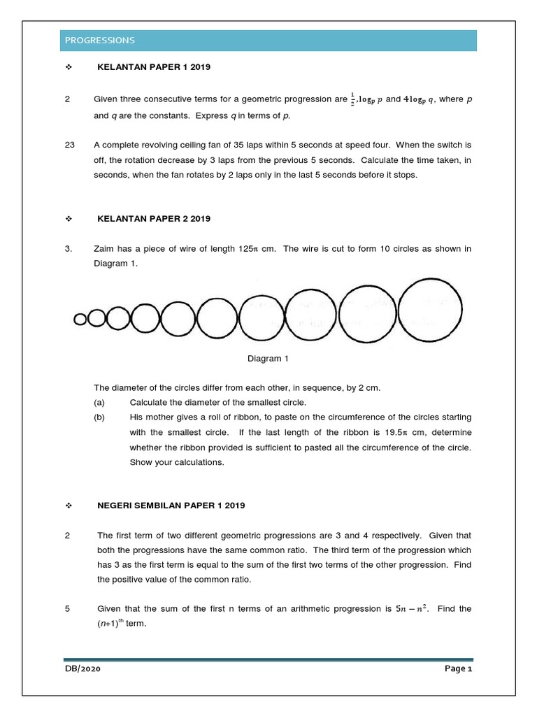 SPM AddMath Progression | PDF | Circle | Volume