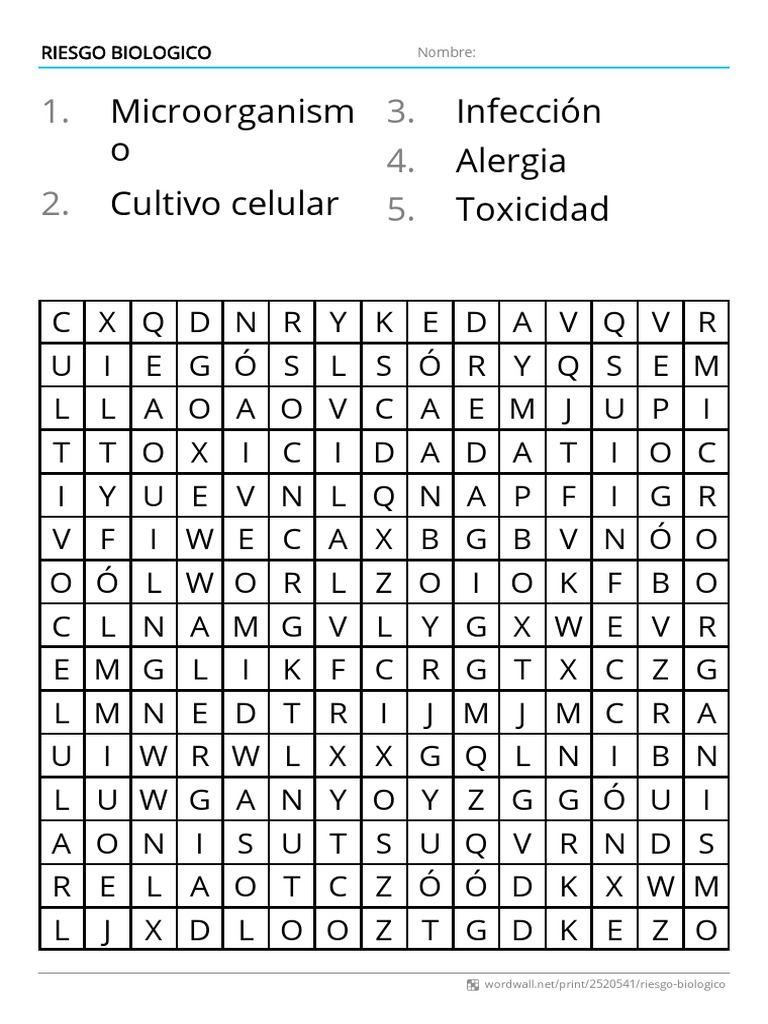 Riesgo Biologico Sopa de Letras PDF | PDF