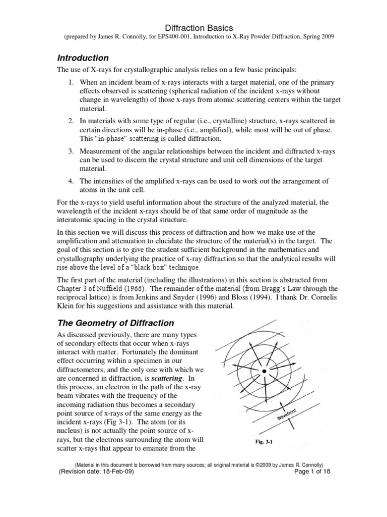 Diffraction Basics | PDF | X Ray Crystallography | Diffraction