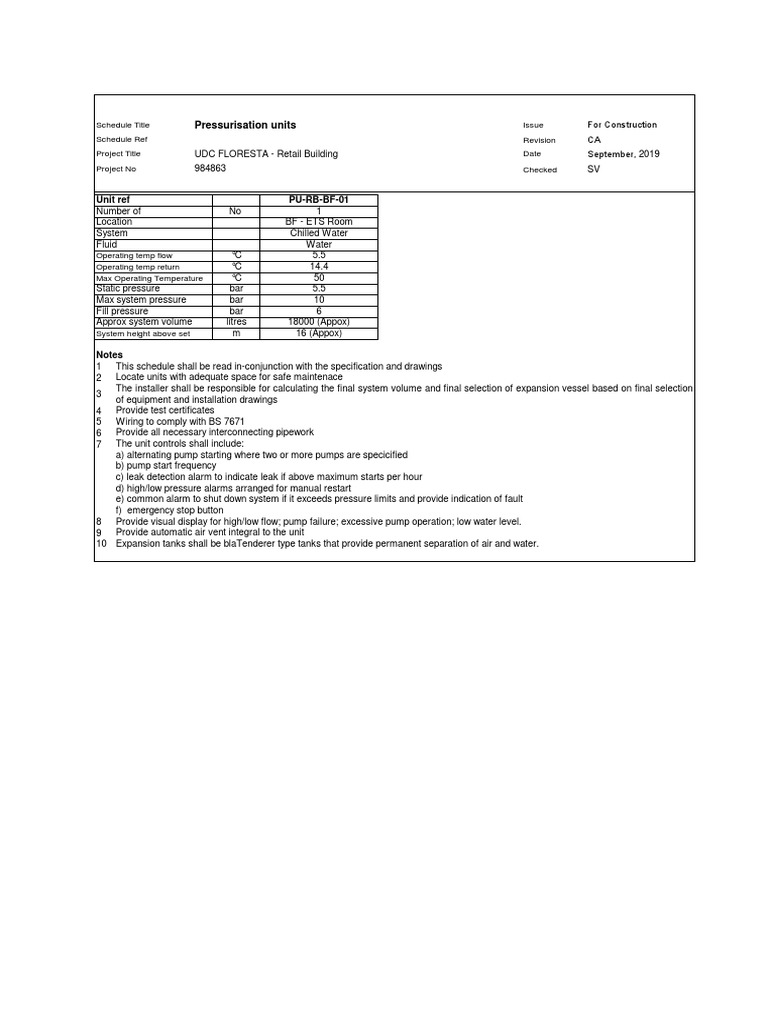 Pressurisation Units: Unit Ref PU-RB-BF-01 | PDF