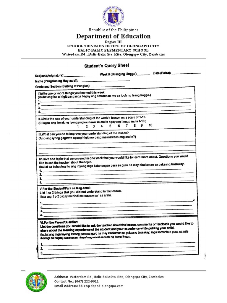 Students Query Sheet Final | PDF