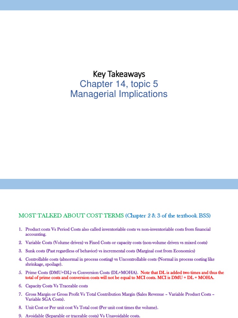 Chapter 14, Topic 5 Managerial Implications: Key Takeaways | PDF ...