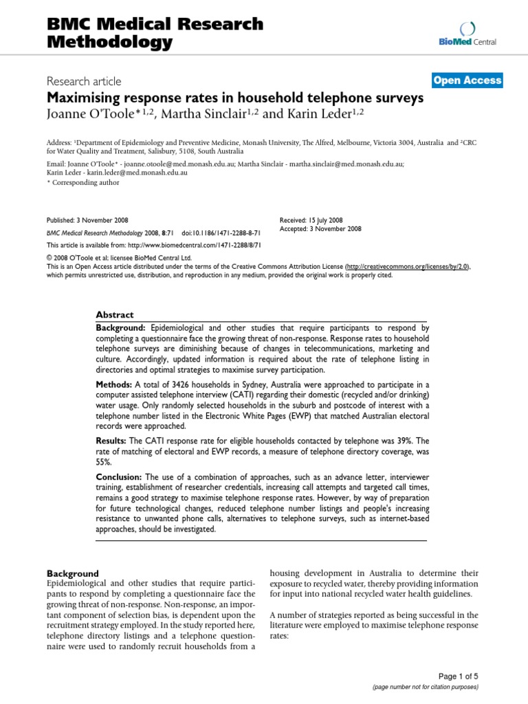BMC Medical Research Methodology: Maximising Response Rates in ...