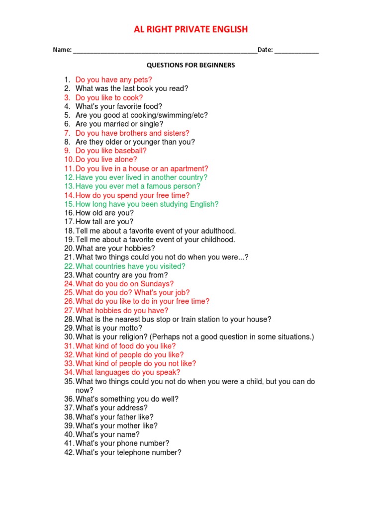 Questions For Beginners PDF | PDF