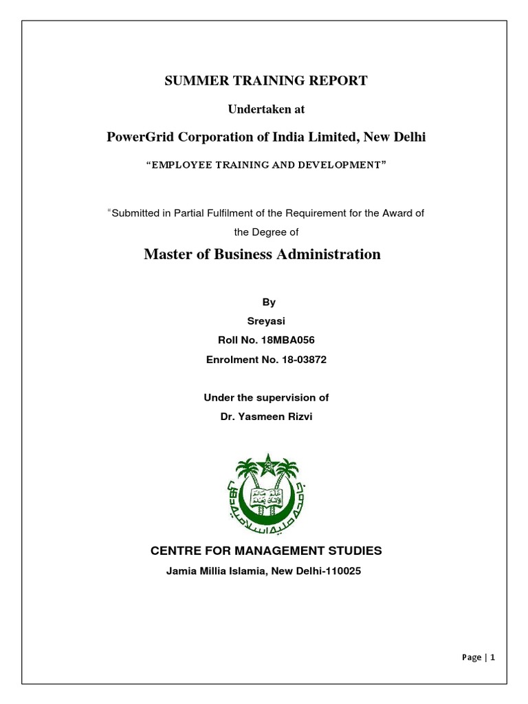 Summer Training Report On Training and Development | Download Free PDF ...