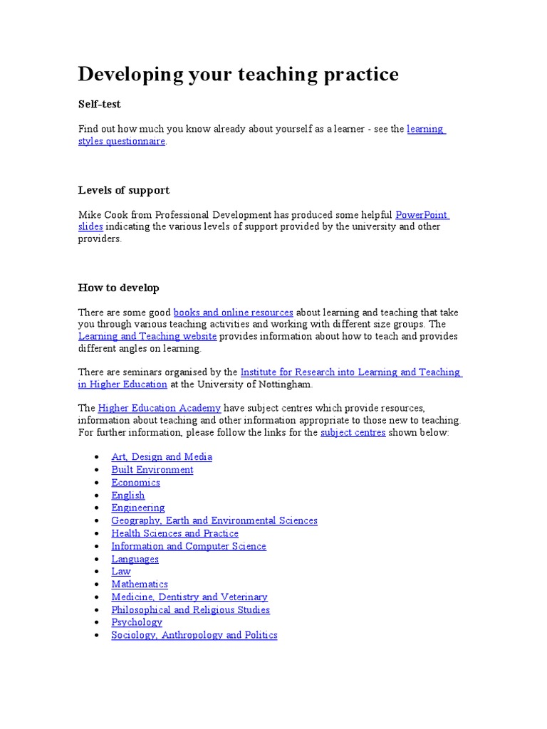 A Comprehensive Guide to Developing Your Teaching Practice Through Self ...