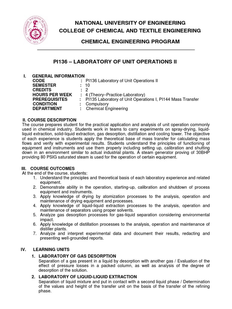 Laboratory of Unit Operations | PDF | Phase (Matter) | Solution