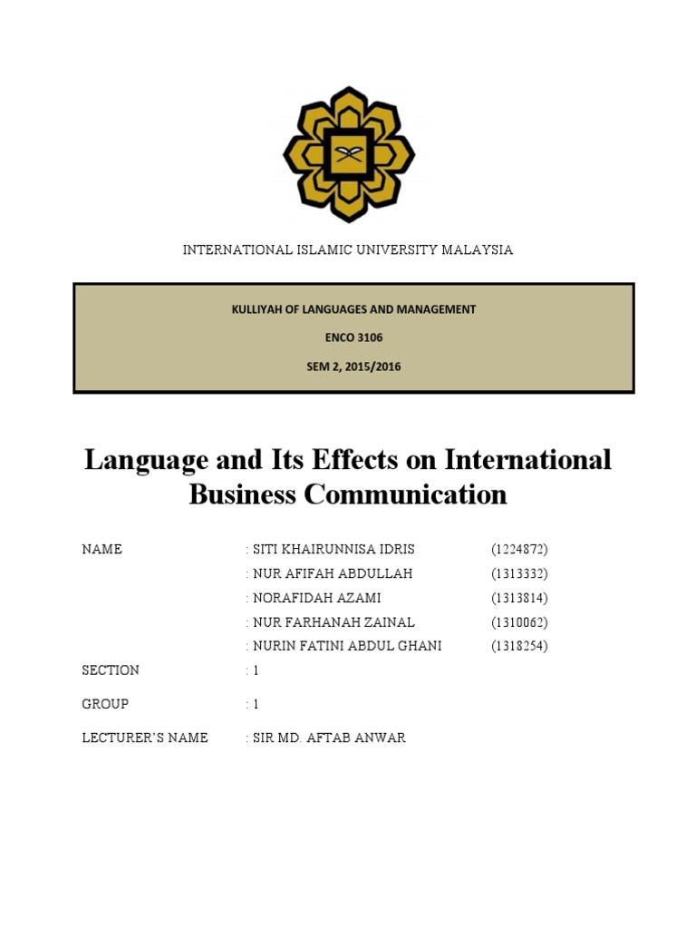Language and Its Effects On International Business Communication | PDF ...