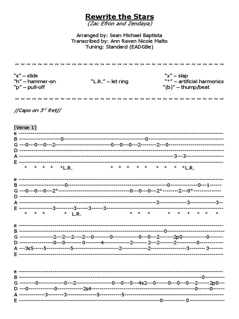 Rewrite The Stars (Fingerstyle Tabs) | PDF | European Musical ...