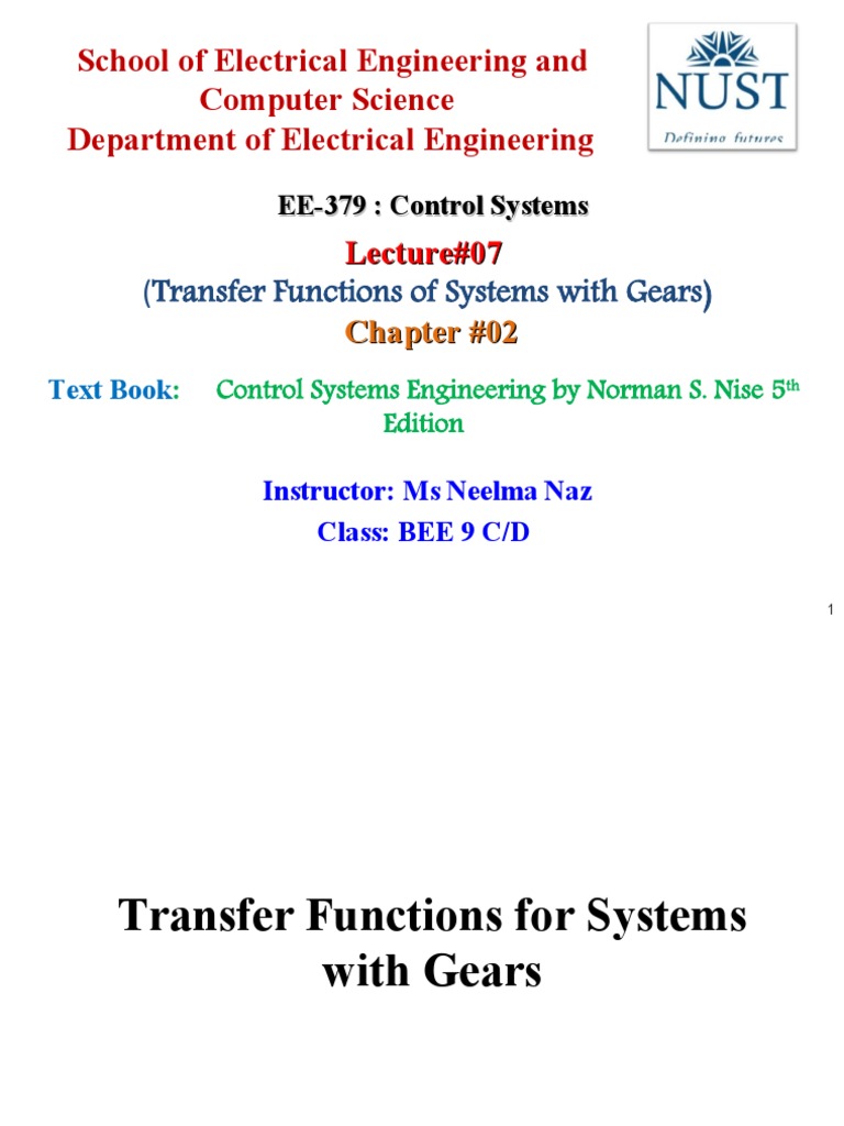 Lecture 07 Rotational Mechanical Systems and Systems With Gears | PDF