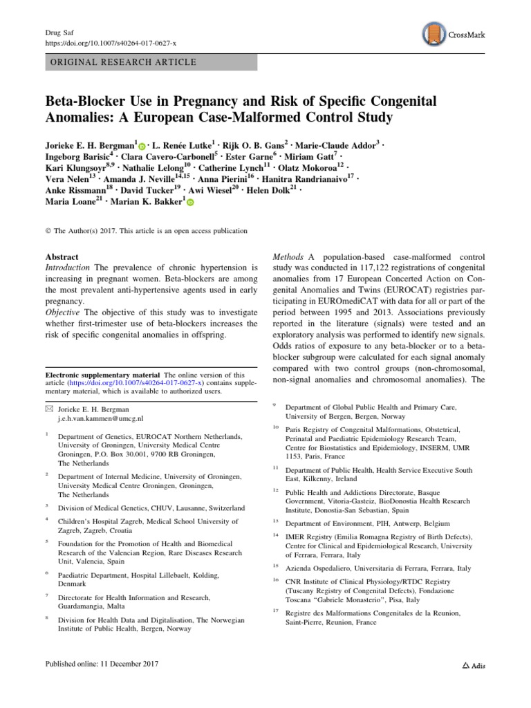 Beta-Blockers in Pregnancy: Congenital Risks | PDF | Congenital Heart ...